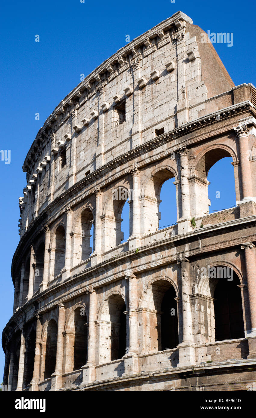 ITALY Rome Lazio Detail of The Colosseum amphitheatre exterior built by ...
