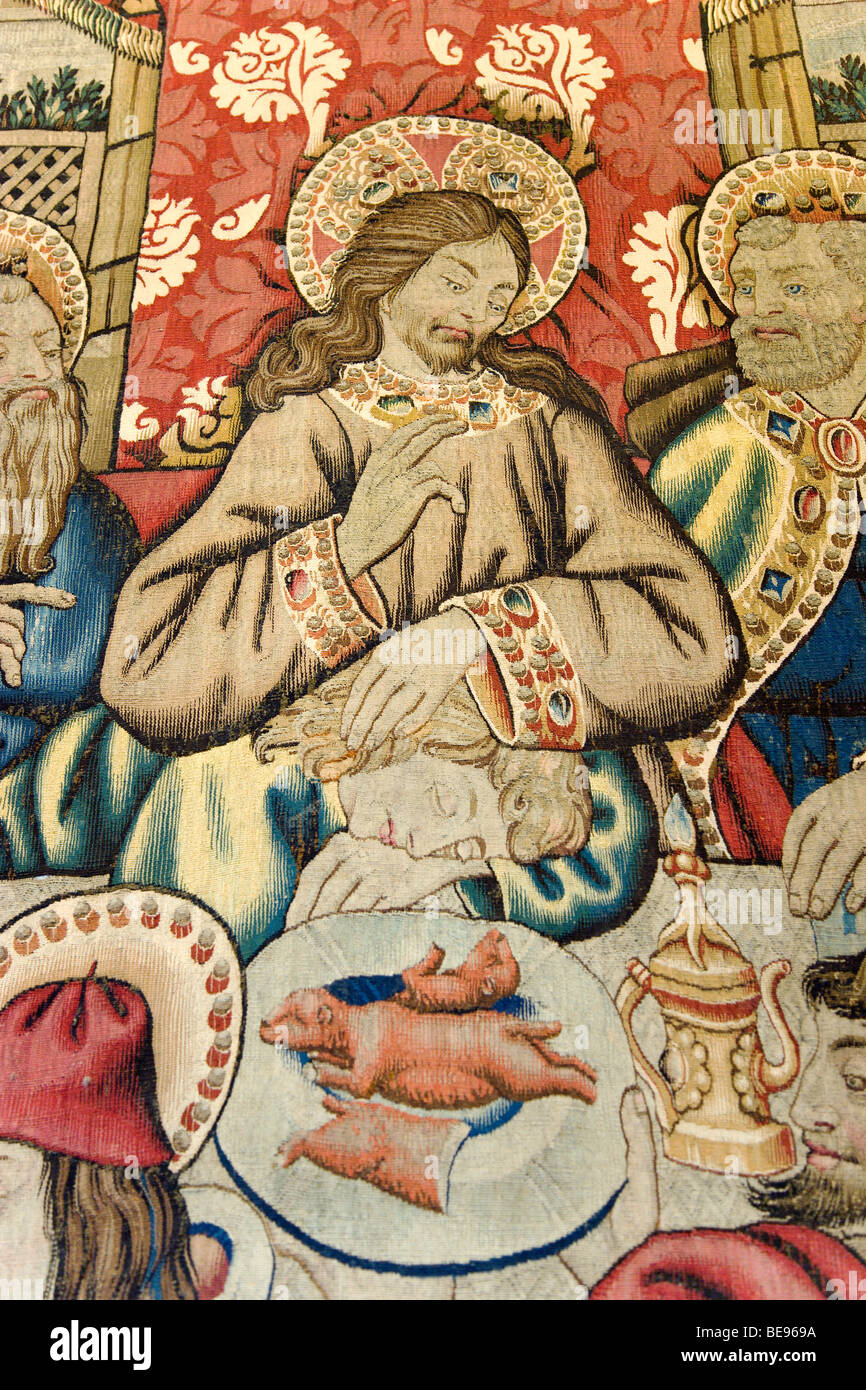 ITALY Lazio Rome Vatican City Museums Flemish tapestry of Last Supper ...