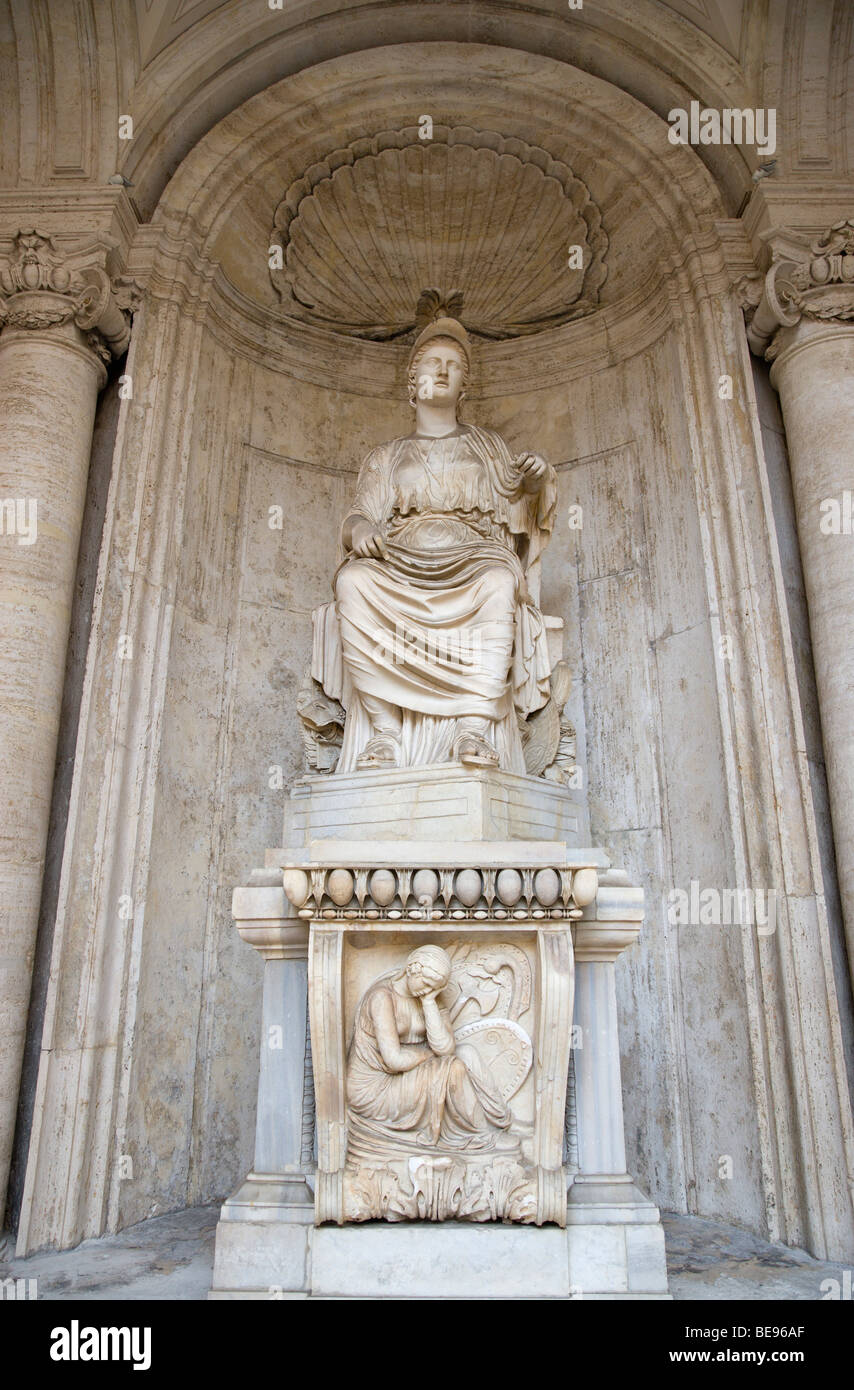 ITALY Rome Lazio Colossal Statue of Sitting Rome Cesi Roma in niche of ...