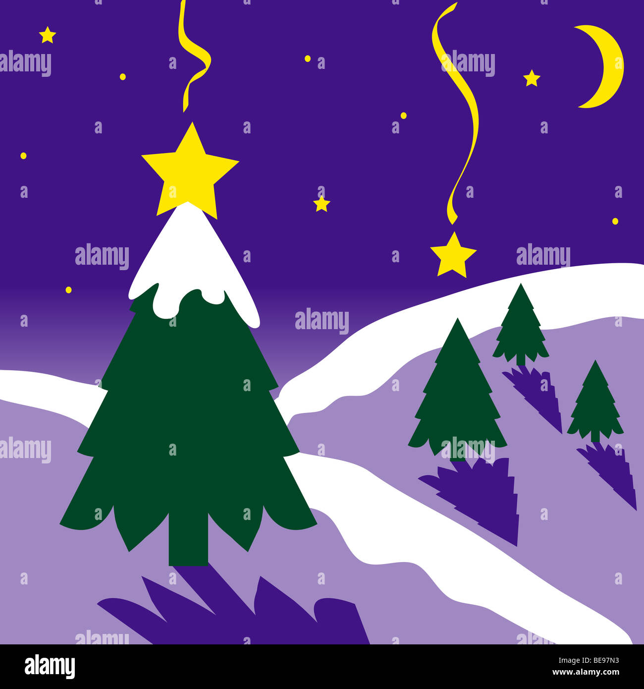 Pine Trees and Shooting Stars Stock Photo - Alamy