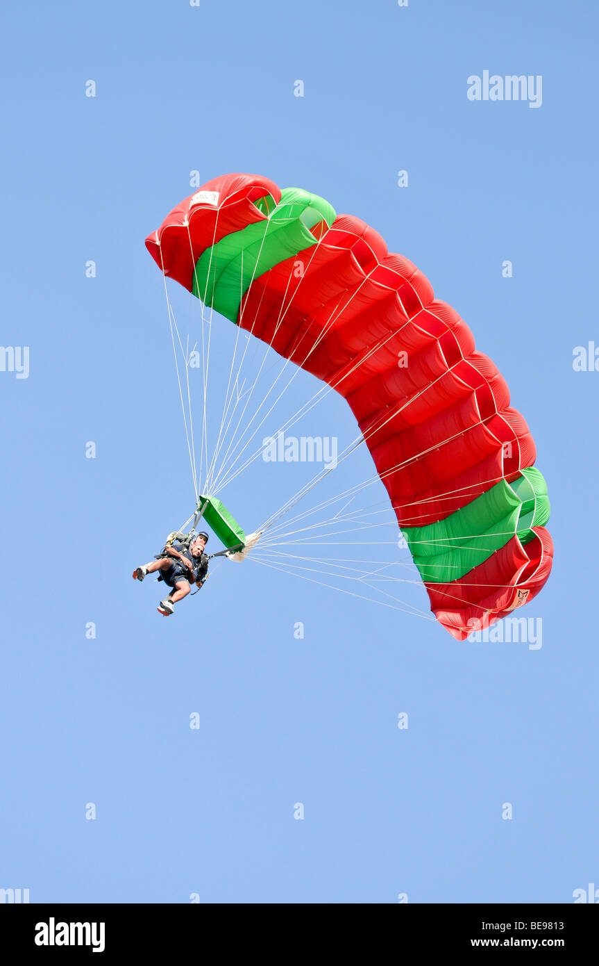 Israel, Habonim Skydive centre Tandem jumpers in the sky Stock Photo ...