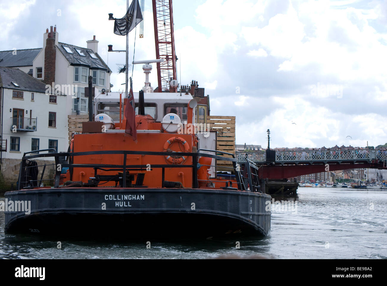 Barge in the harbour at Whitby, North Yorkshire, England Stock Photo ...