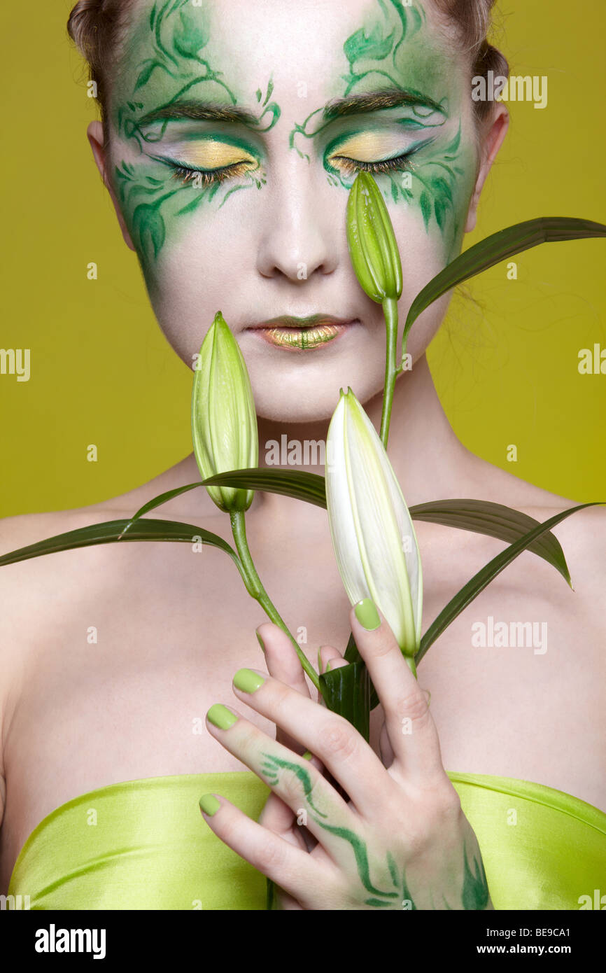 portrait of beautiful elven girl with eyes shut Stock Photo - Alamy