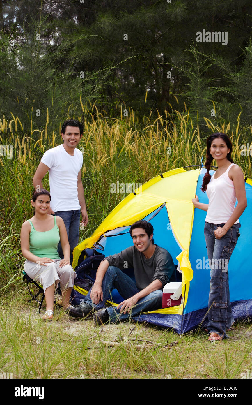 Young friends camping in the wilderness hi-res stock photography and ...