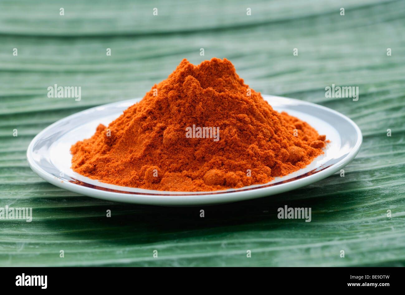 Still life of masala powder of a banana leaf Stock Photo - Alamy