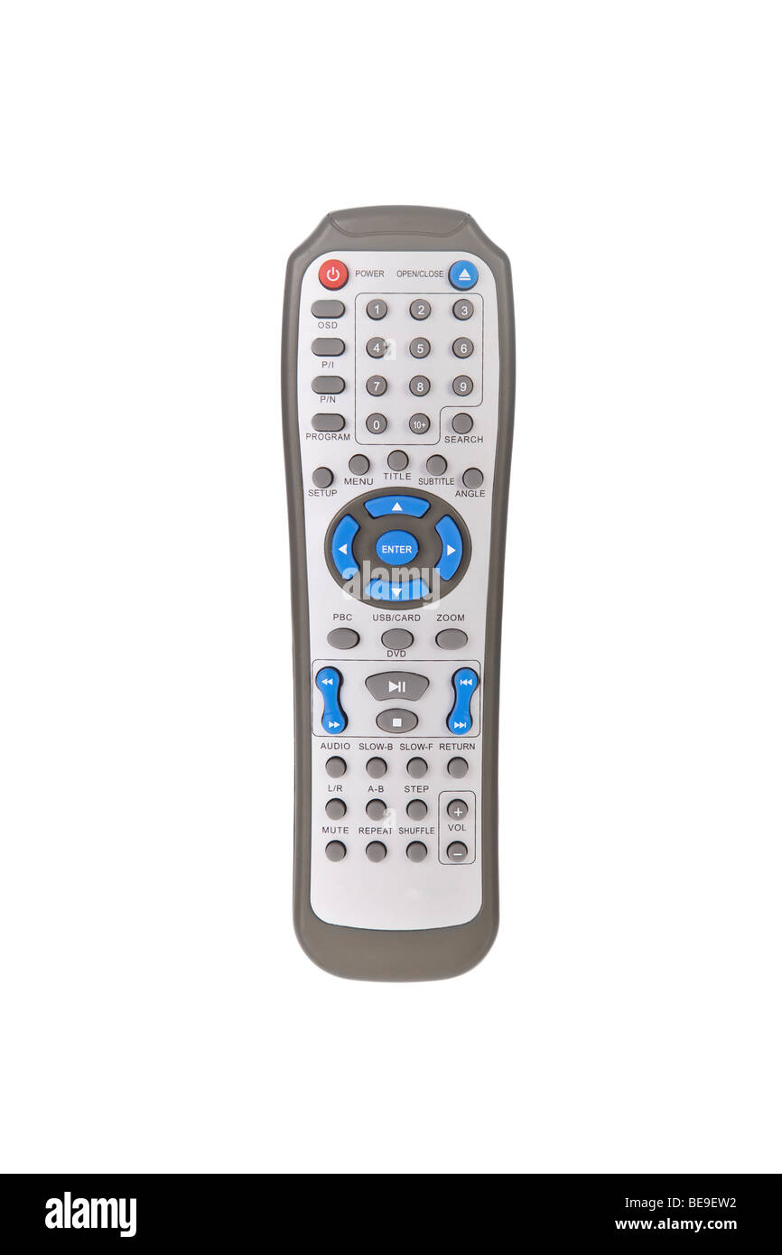 DVD remote control isolated on white background Stock Photo - Alamy