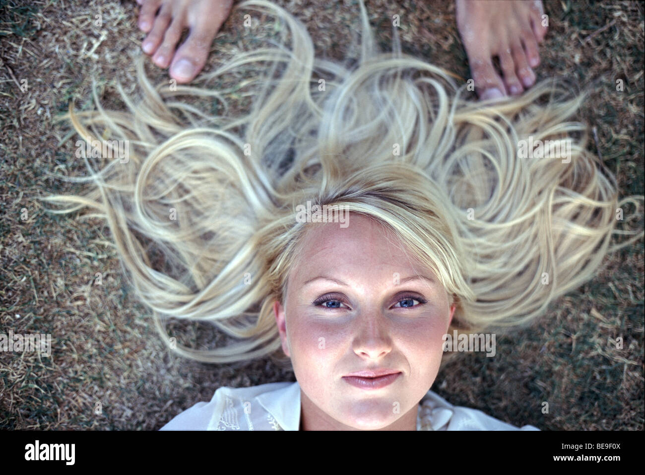 Blond girl photographed from above Stock Photo - Alamy