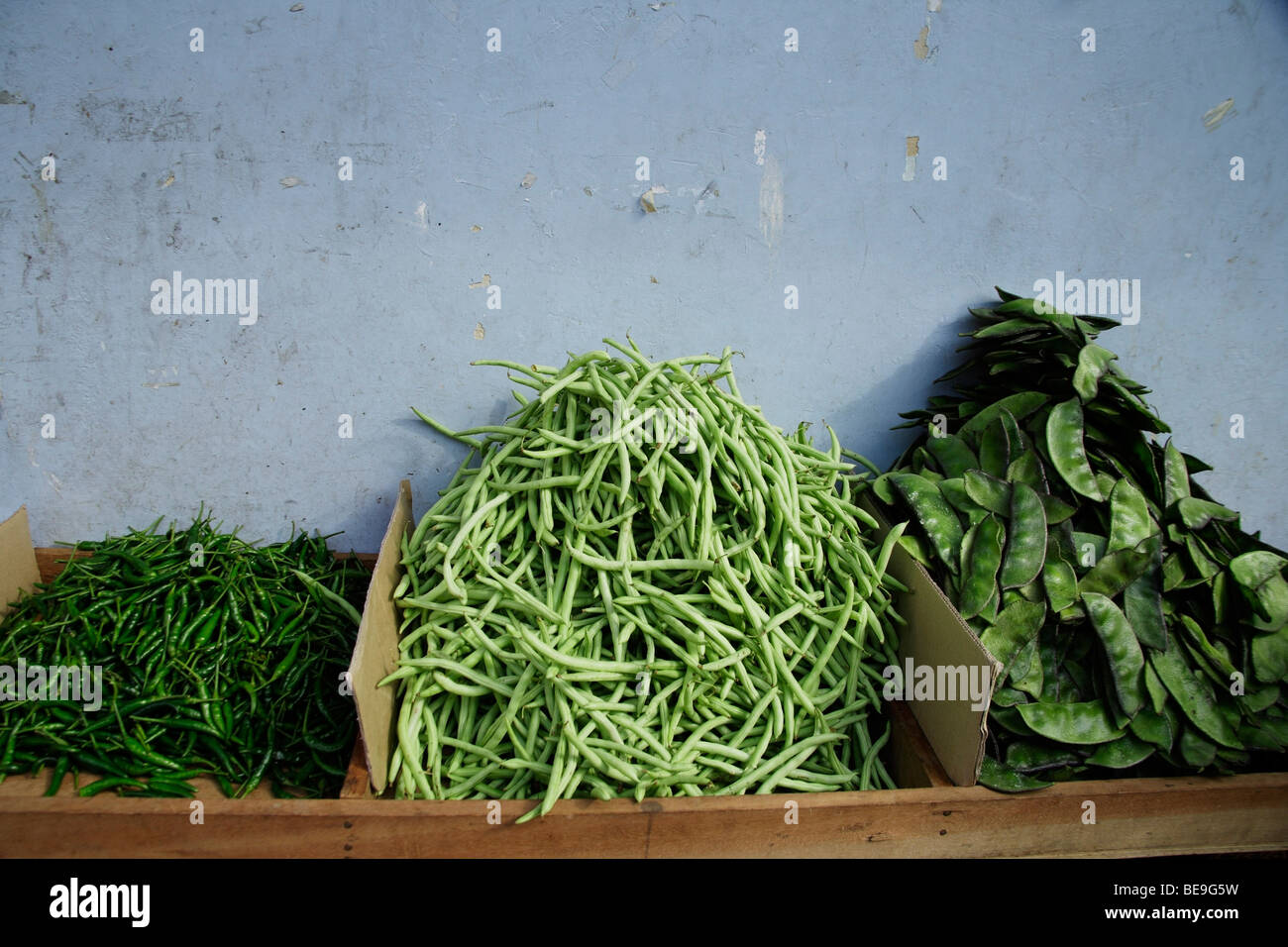 Three types of green beans in Little India,Singapore Stock Photo - Alamy