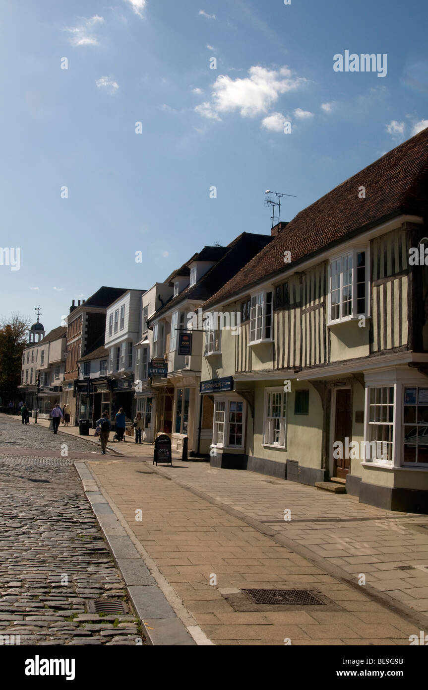 Faversham Town Kent england UK centre court street shops Stock Photo ...