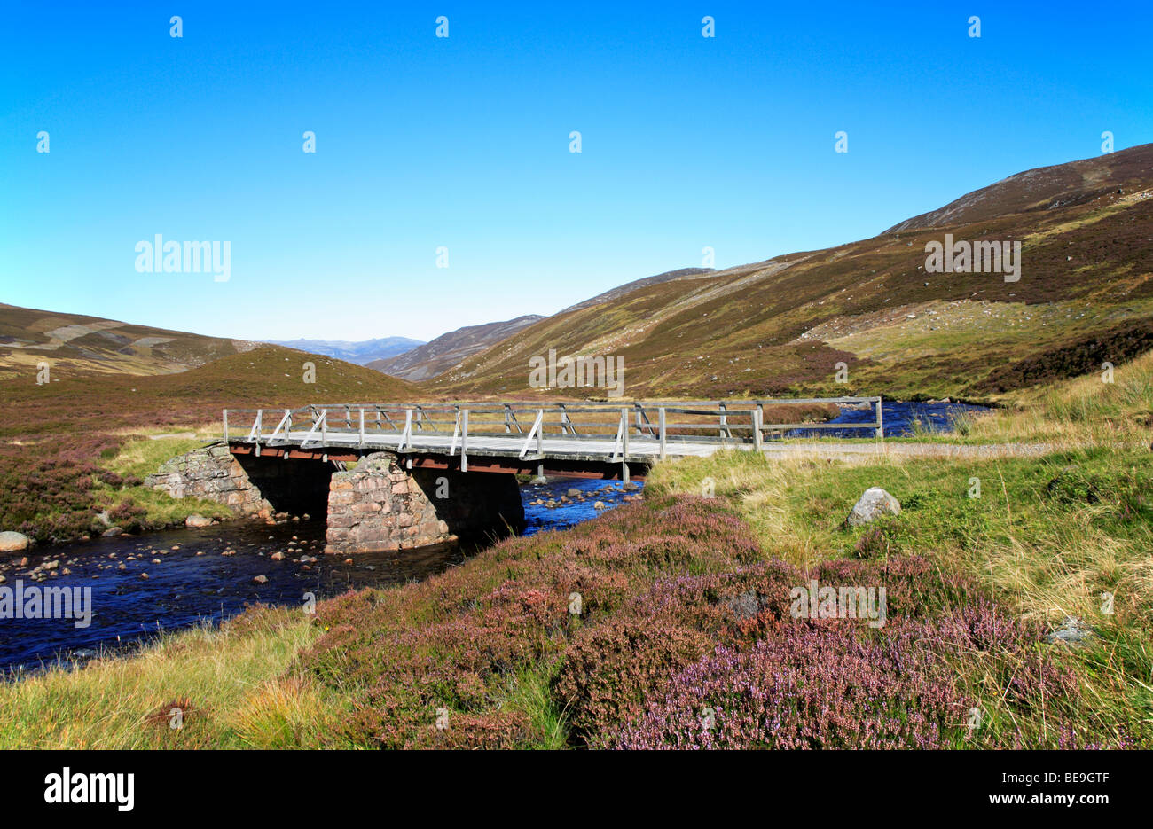 Bridge over the Callater Burn flowing through Glen Callater ...