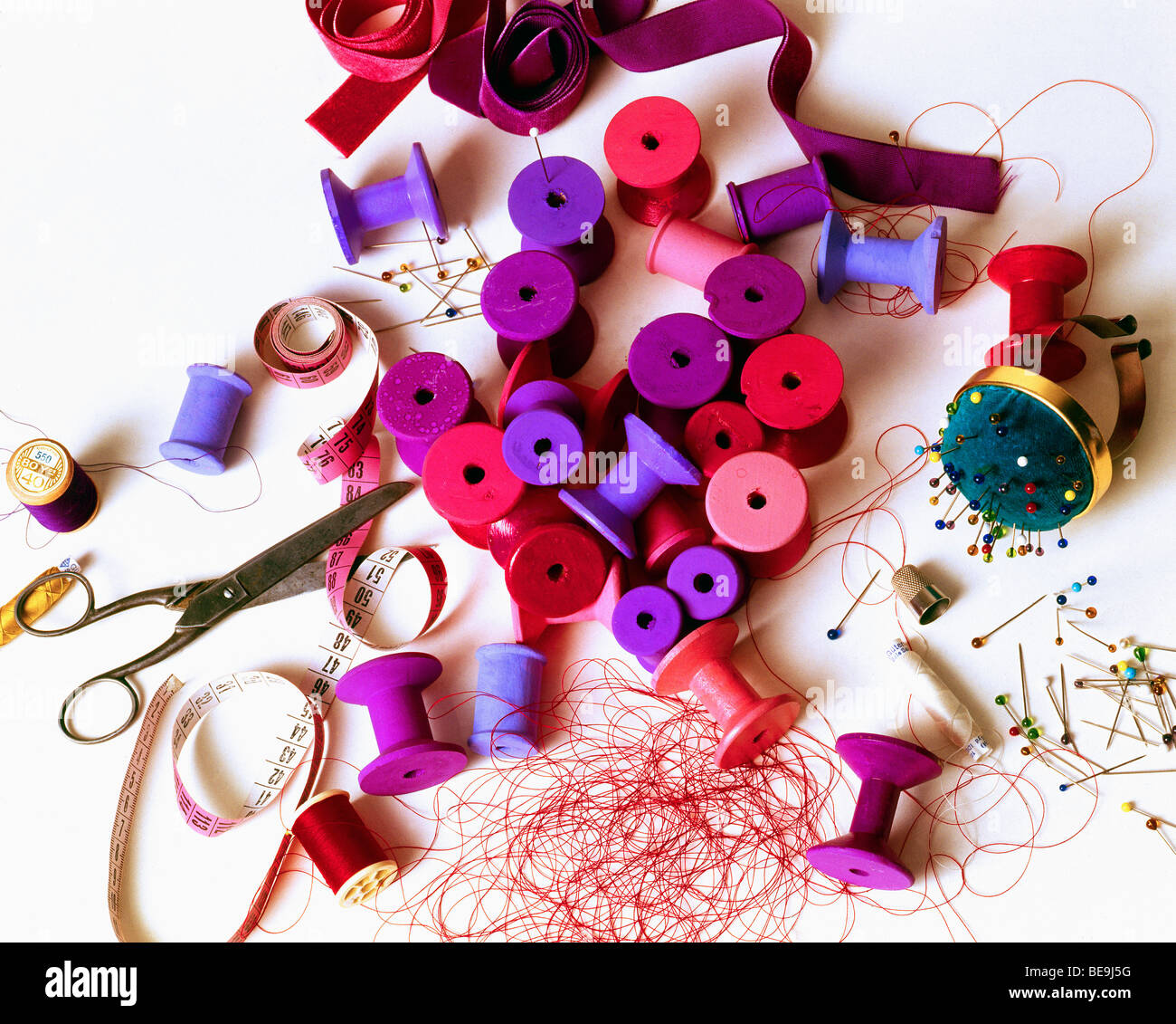 Sewing thread reels, vintage box Stock Photo - Alamy