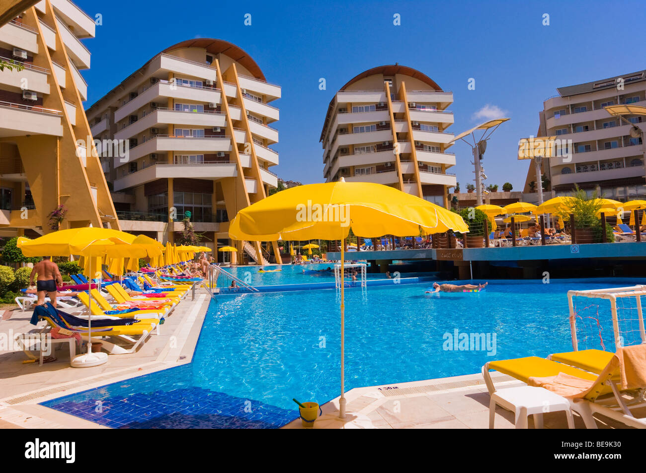 Swimming pool and hotel complex near Alanya in Mediterranean Turkey ...