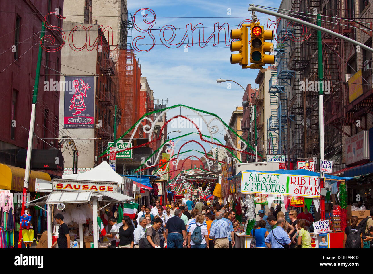 Feast of San Gennaro Festival in Little Italy in New York City Stock ...