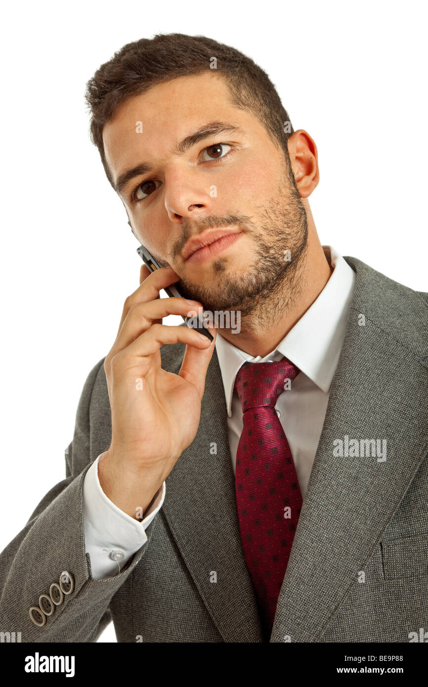young business man on the phone, isolated Stock Photo - Alamy