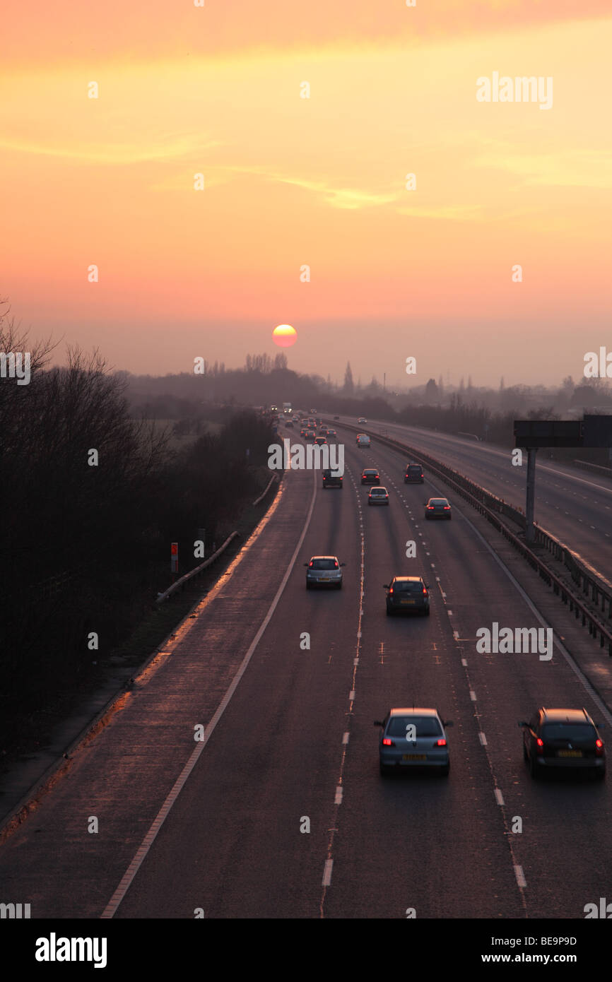sunset M3 motorway Stock Photo - Alamy