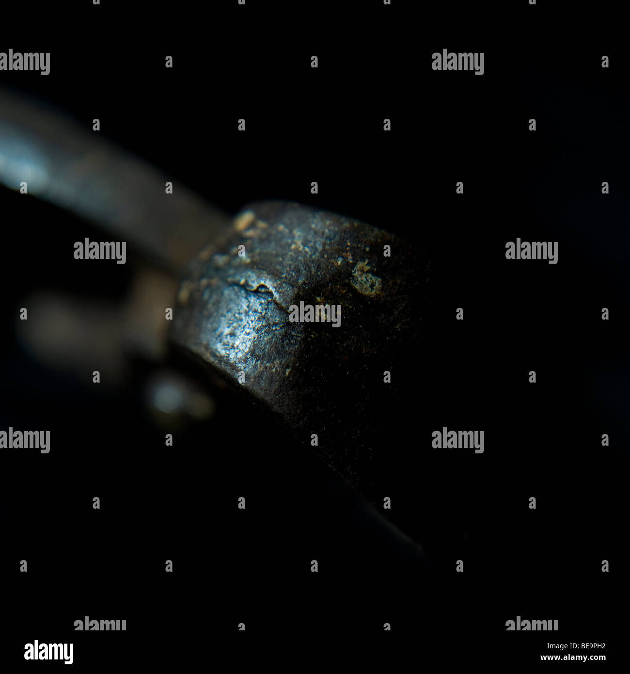 old metal tool rusty dark black brown square colour color danger heavy ...