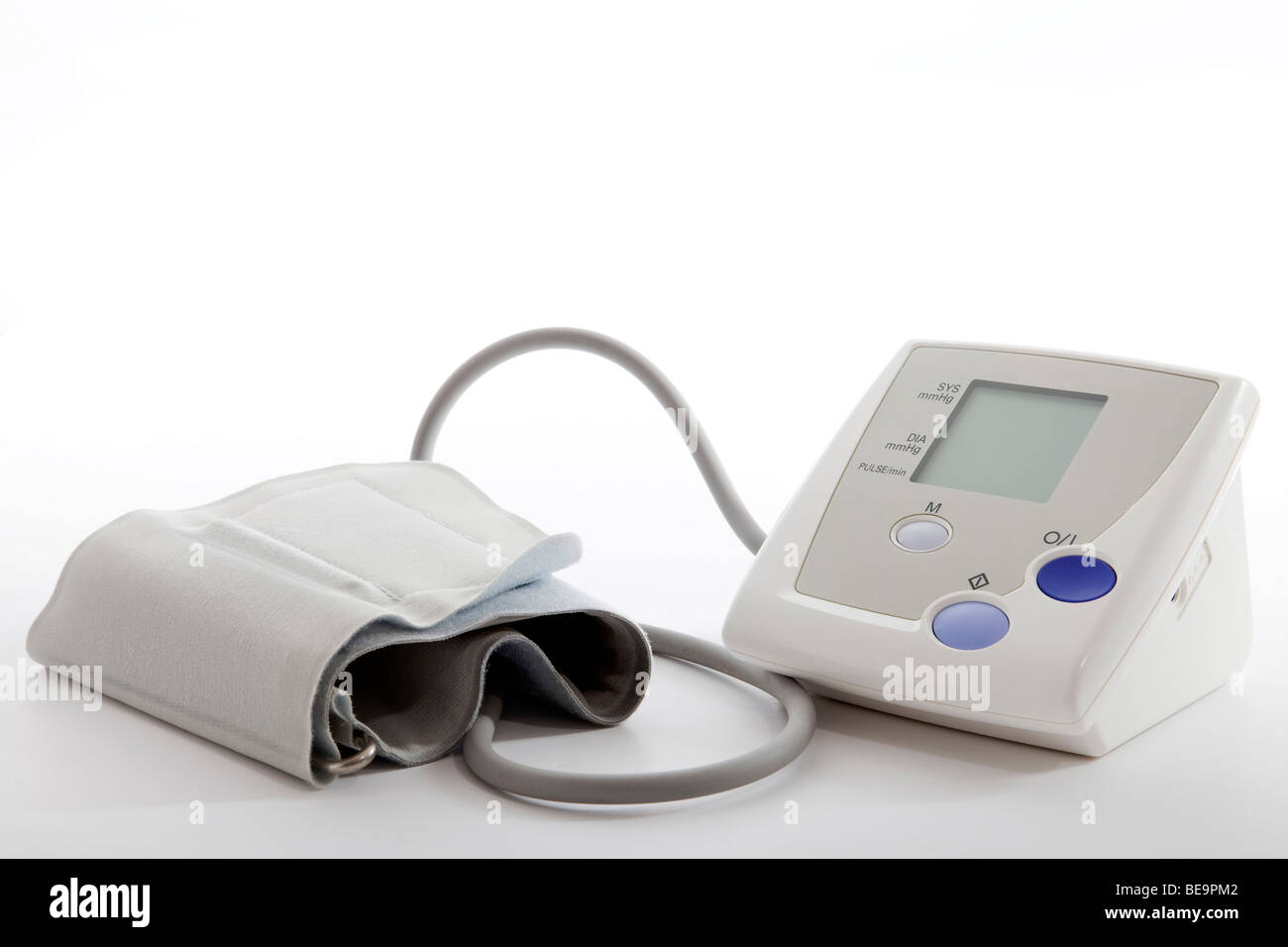 Hypertension - Blood Pressure and heart rate monitor device on white ...