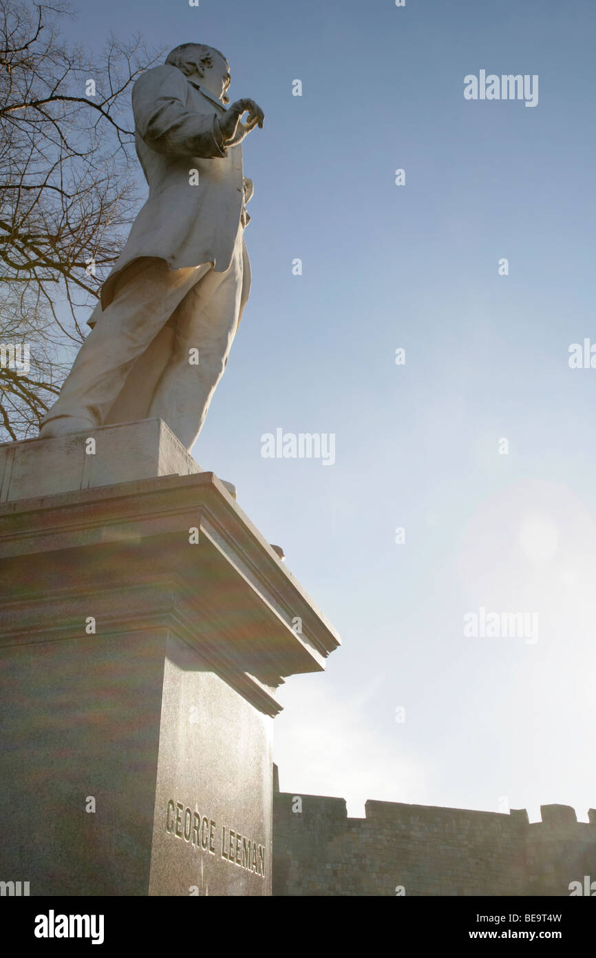 Statue of George Leeman near the city walls, York, North Yorkshire ...