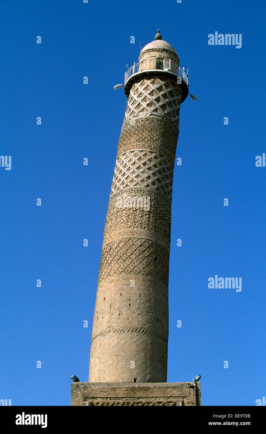 Mosul Iraq Al-hadba Bent Brick Minaret At The Great (nurid) Mosque ...