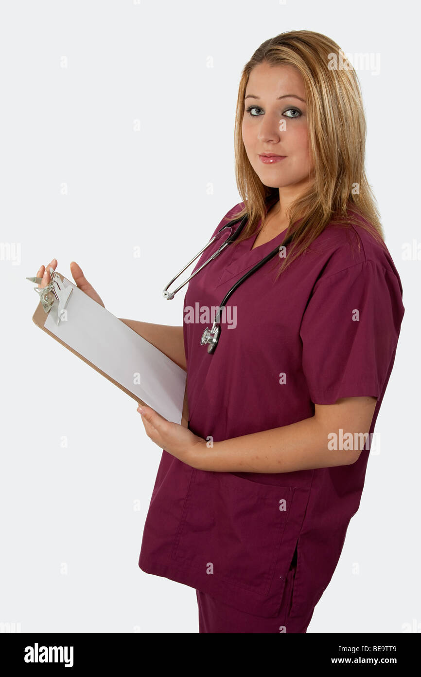 Nurse with chart Stock Photo - Alamy