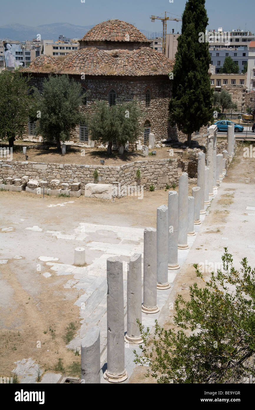 Fethiye Mosque and ruins of columns in the Roman Agora Athens Greece ...
