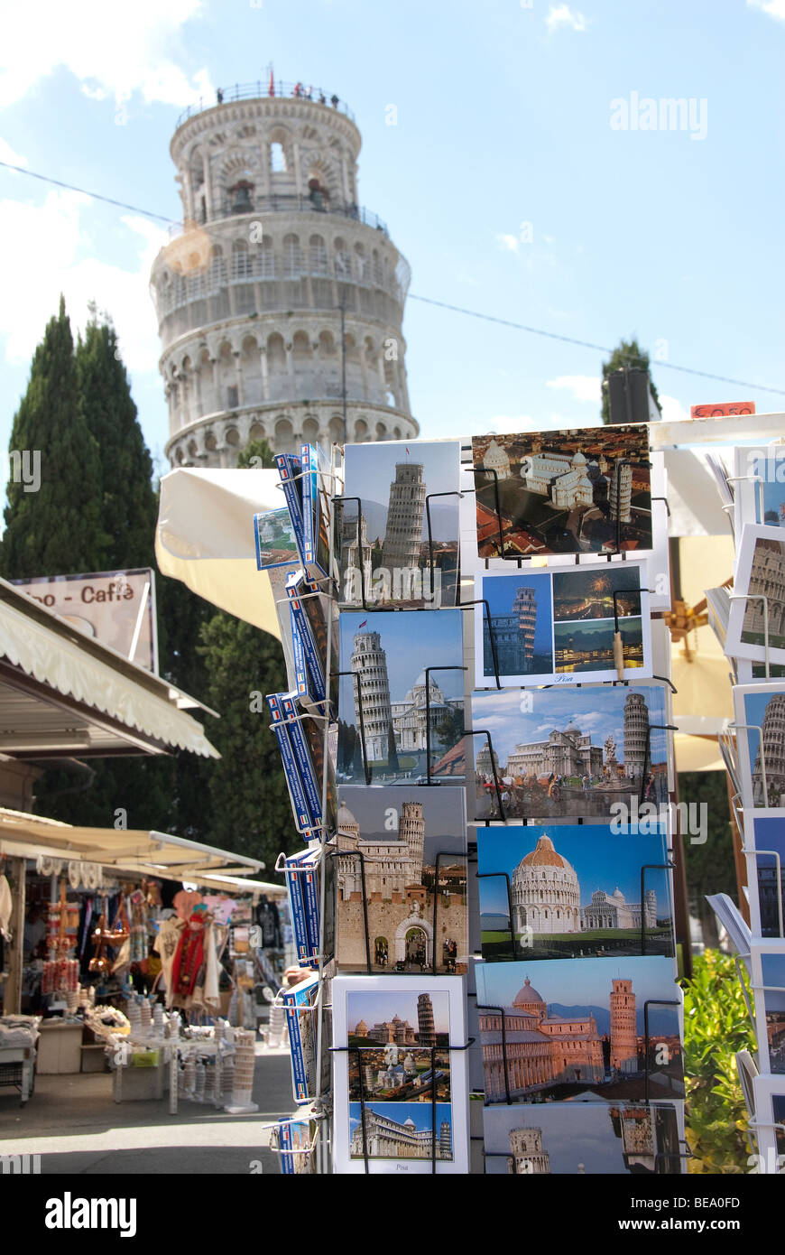 postcard with the Leaning Tower of Pisa in the background Stock Photo ...