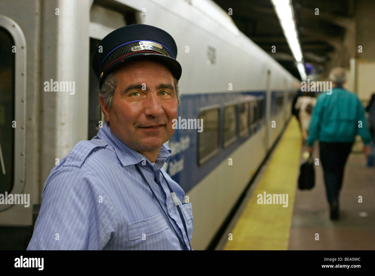 Portrait of a train mechanic, New York subway Stock Photo - Alamy