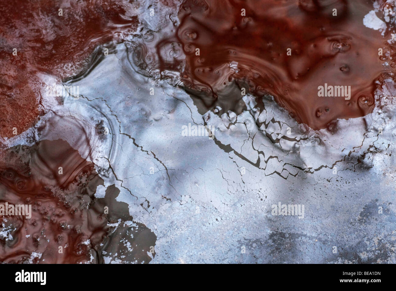 Layer of minerals over water which looks like a layer of oil Stock ...