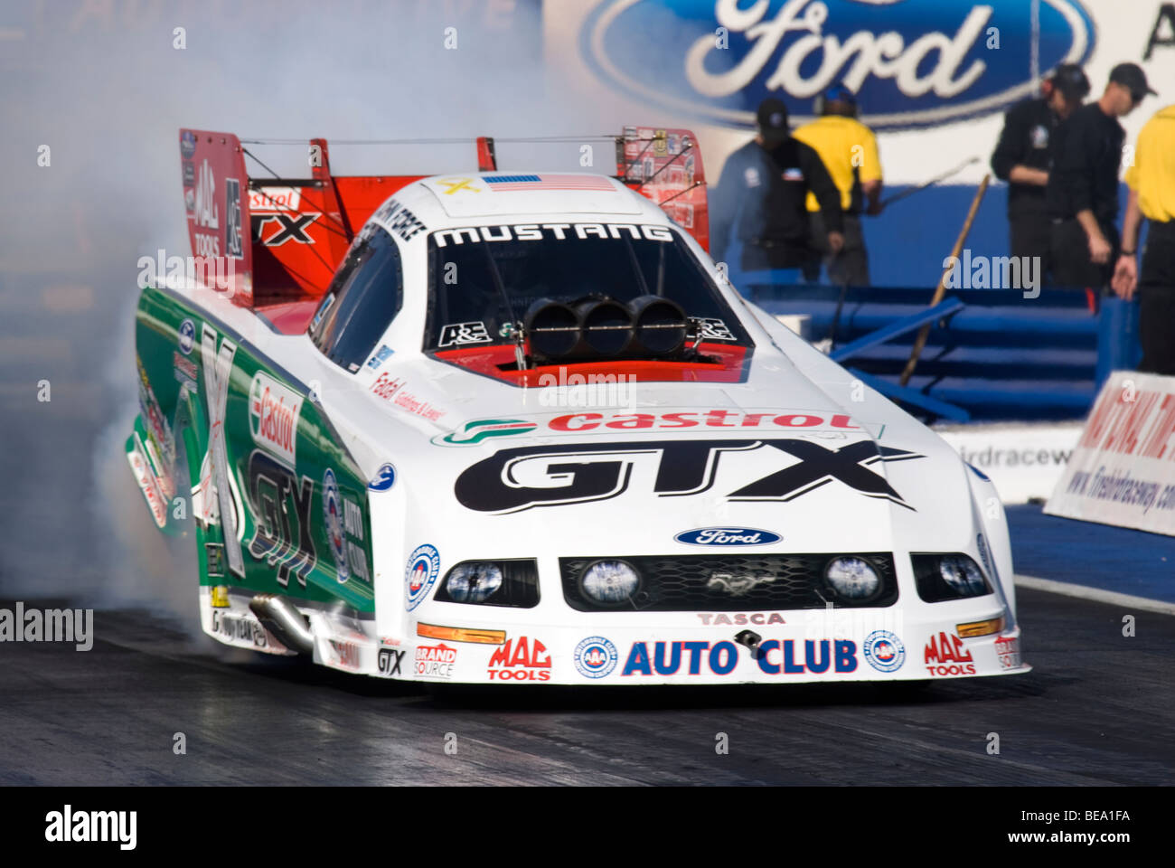 John Force in 2008 NHRA Time Trials action at Firebird International ...