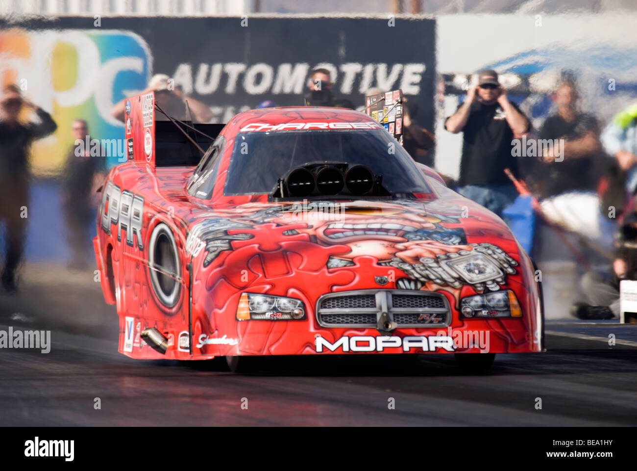 A Schumacher Racing Mopar racer in 2008 NHRA Time Trials action at ...
