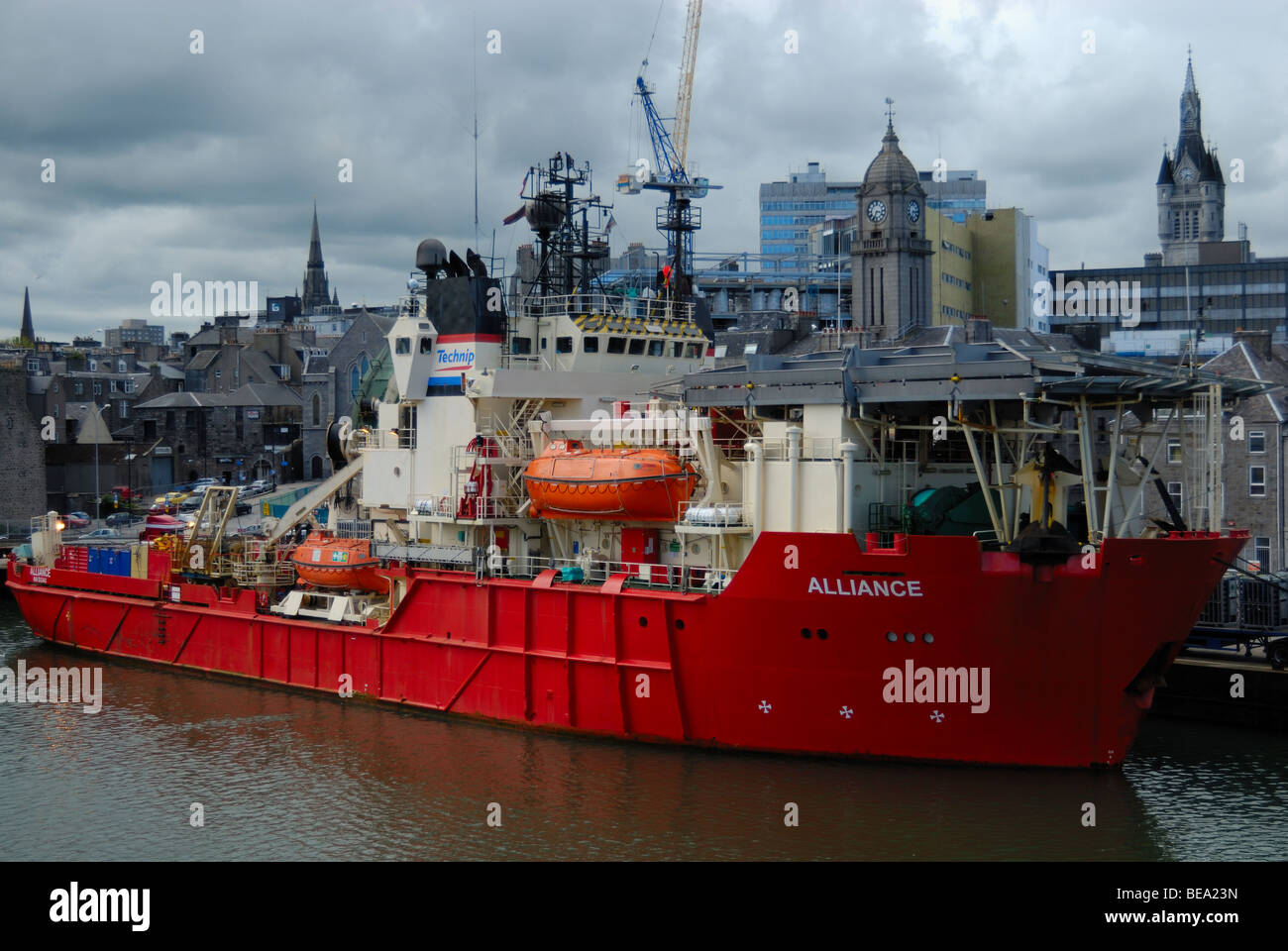 Oil rig supply boat, Aberdeen harbour, Scotland Stock Photo - Alamy