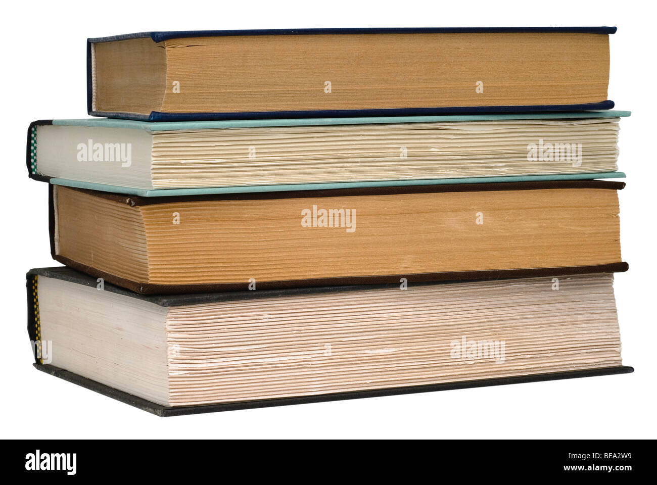 Stack of four old books isolated on white background. Save with ...