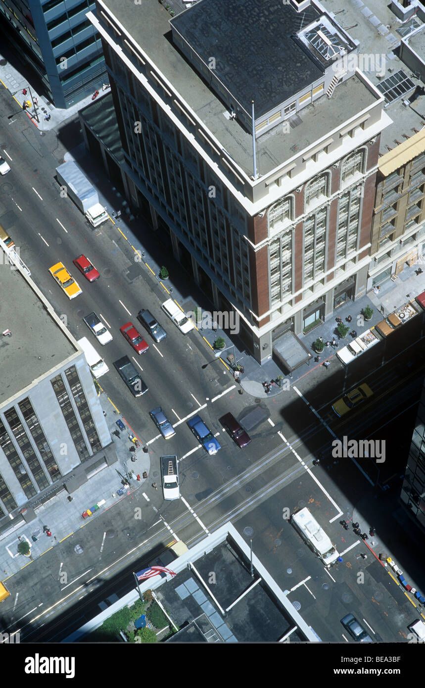 Aerial view of city intersection Stock Photo - Alamy