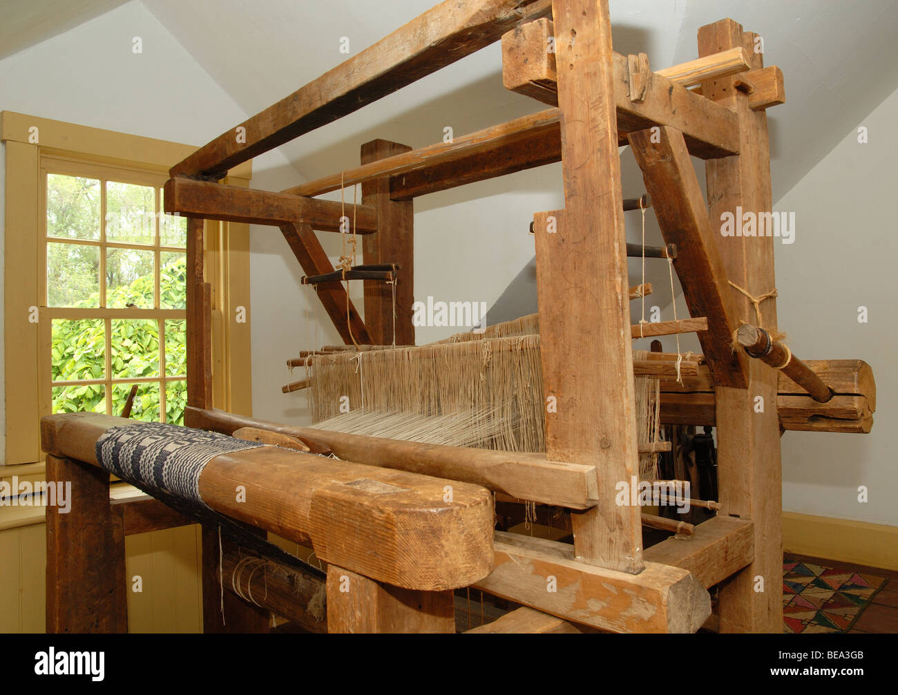 A weaving loom at the Orwell Historic Village, Prince Edward Island ...