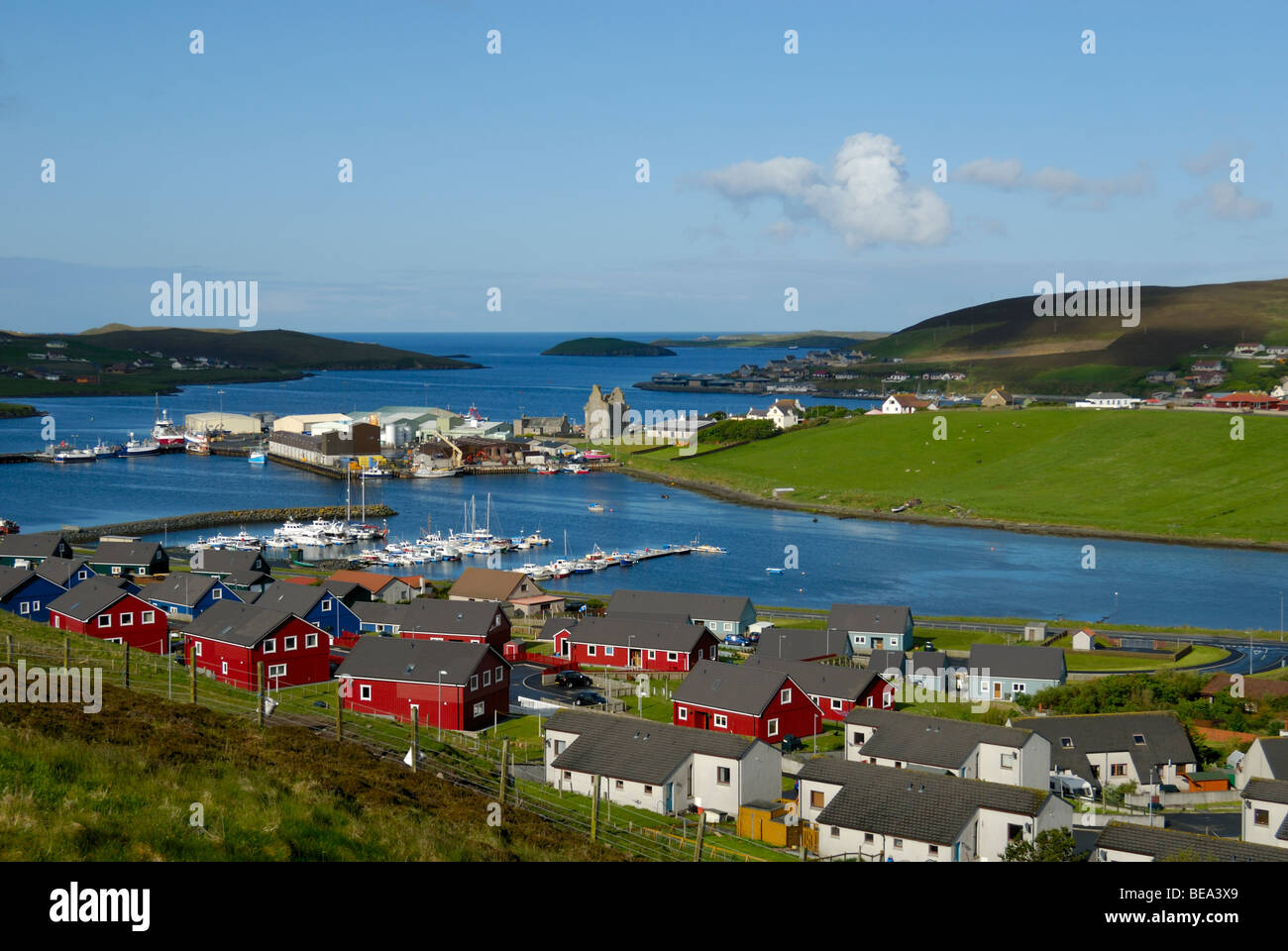 Scalloway, ancient capital of the Shetland Islands, Scotland Stock ...