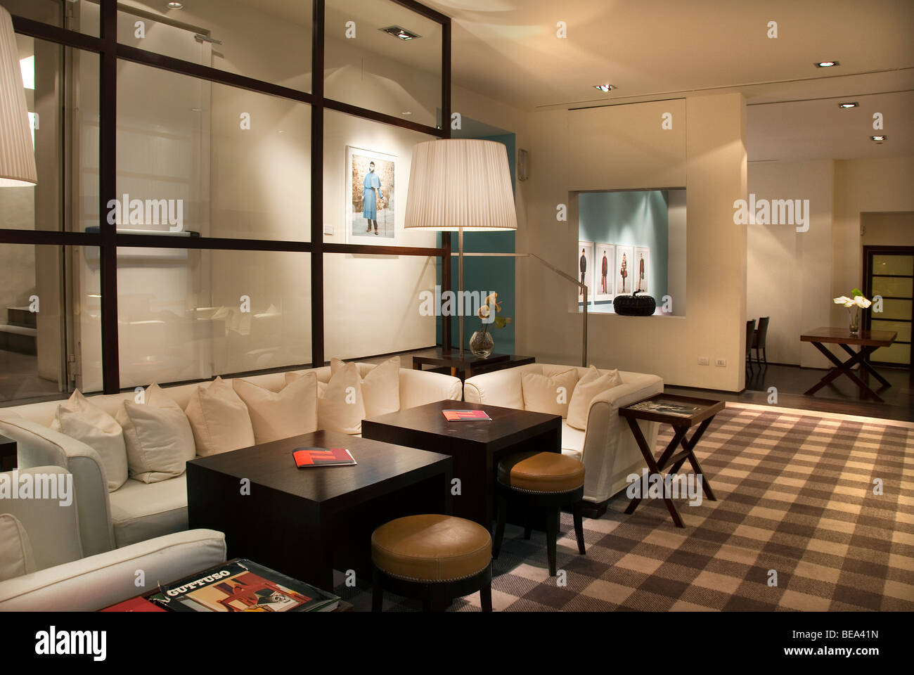 Public lounge area of the Gallery Art Hotel in Florence Stock Photo - Alamy