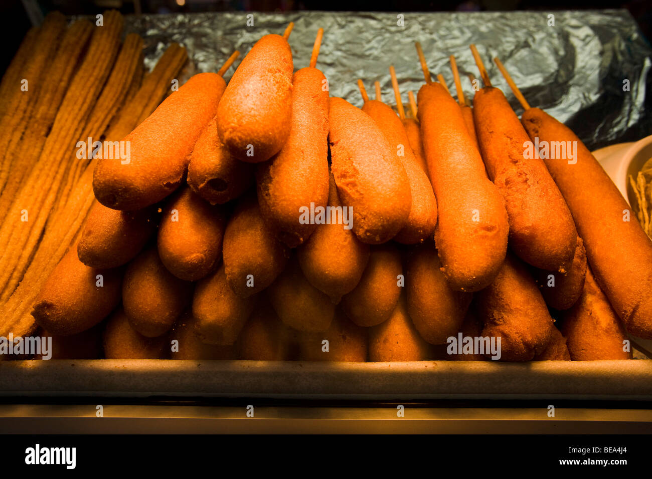 Corn dogs being kept warm, Los Angeles County Fair (2009) Pomona ...