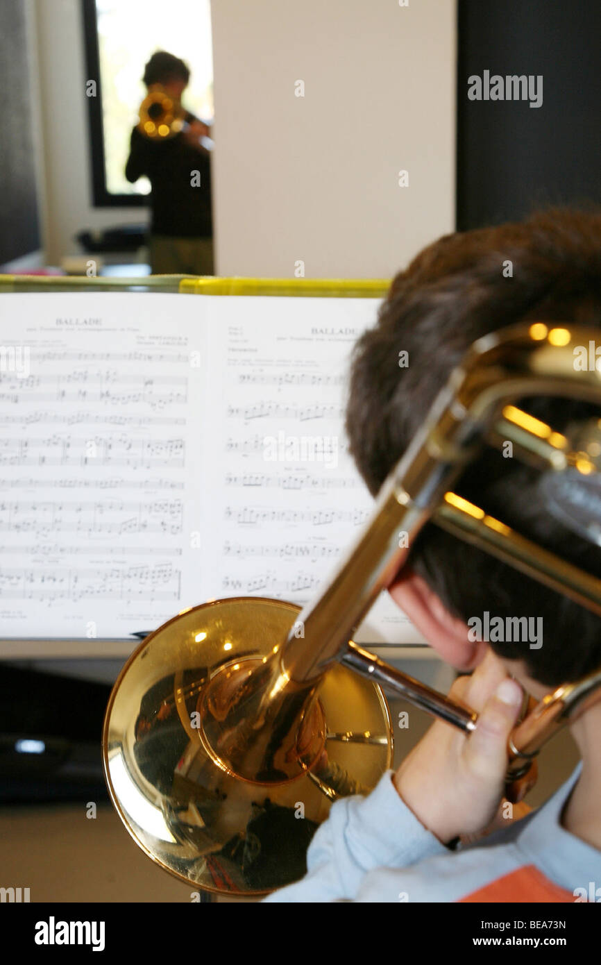 Conservatory of music: tuba lesson Stock Photo - Alamy