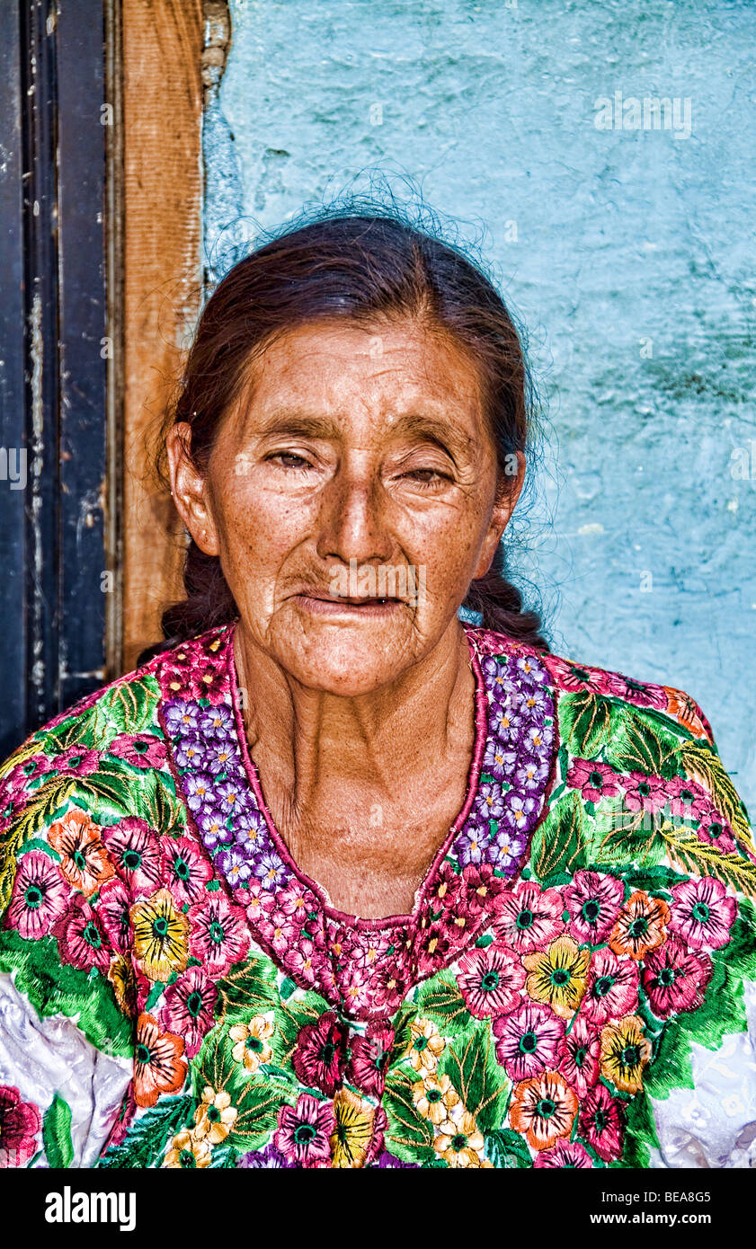 Poor woman portrait in Lake Atitlan village of San Pedro Guatemala in ...