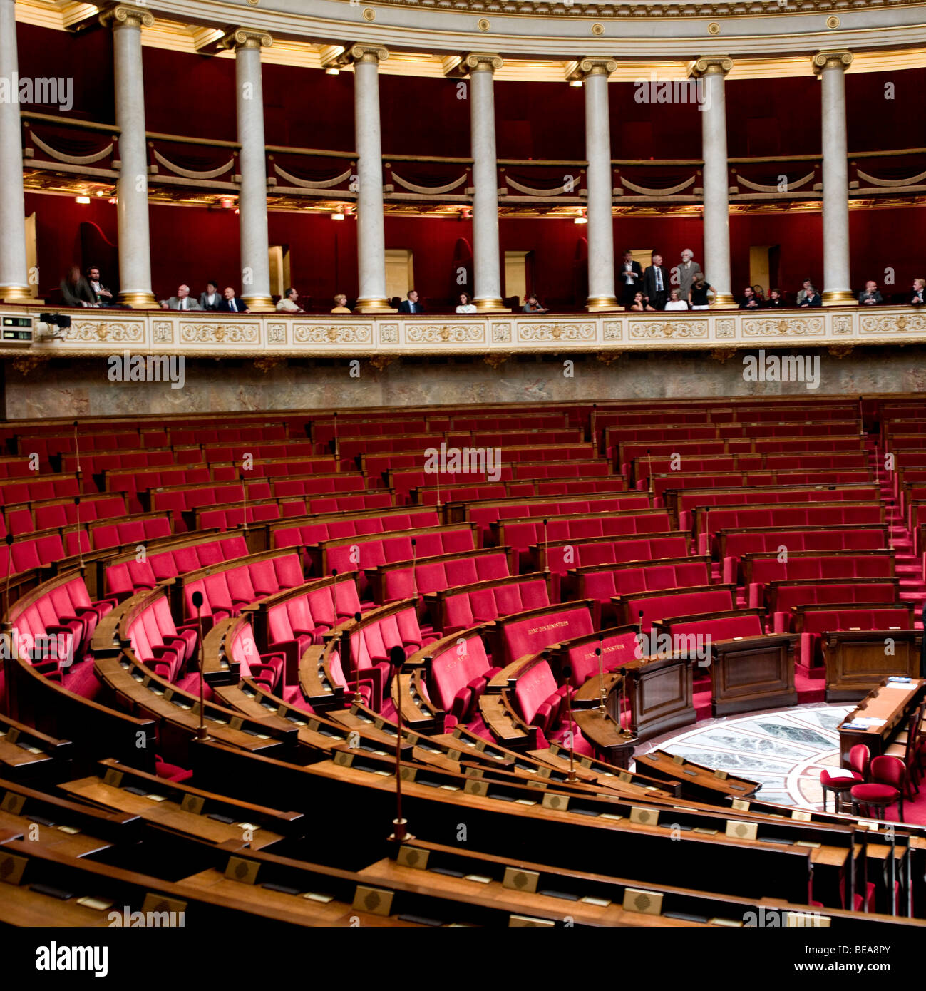 Paris (75): the benches of the French National Assembly (the benches of ...