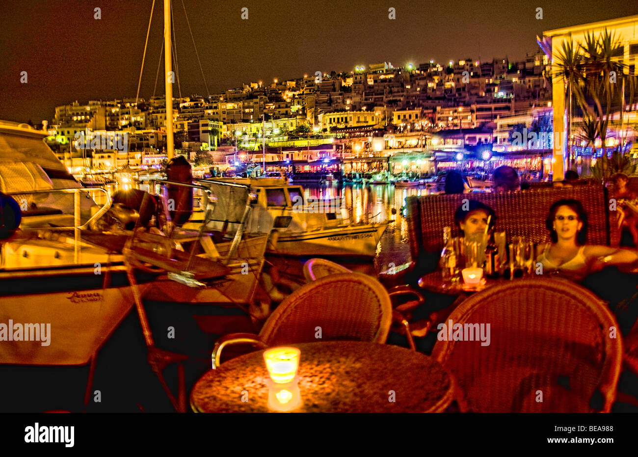 Port of Piraeus in Athens Greece at night Stock Photo - Alamy