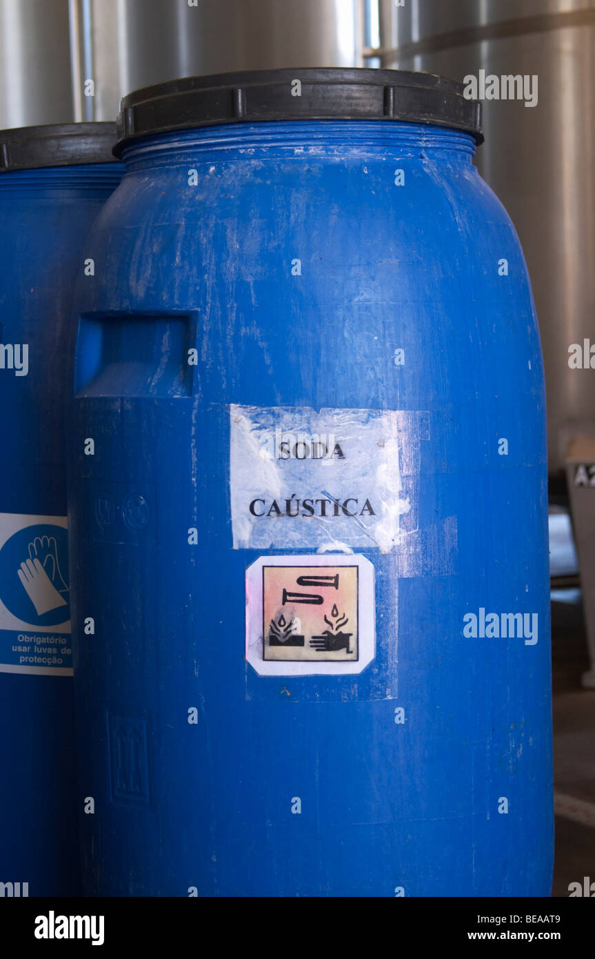 barrel with caustic soda herdade de sao miguel alentejo portugal Stock ...