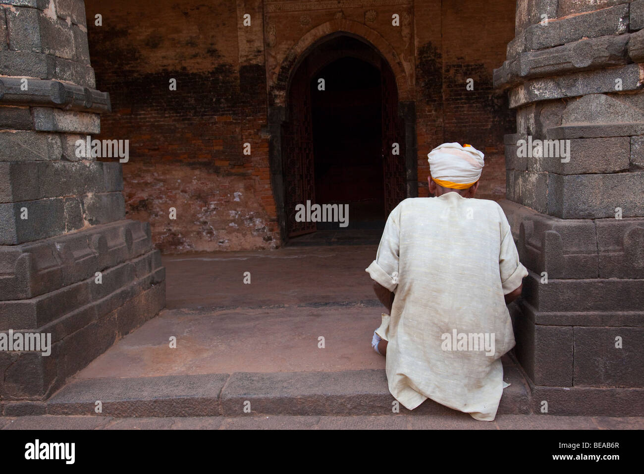 Muslim Man Praying at Qadam Rasul Mosque in Gour in Bengal State in ...