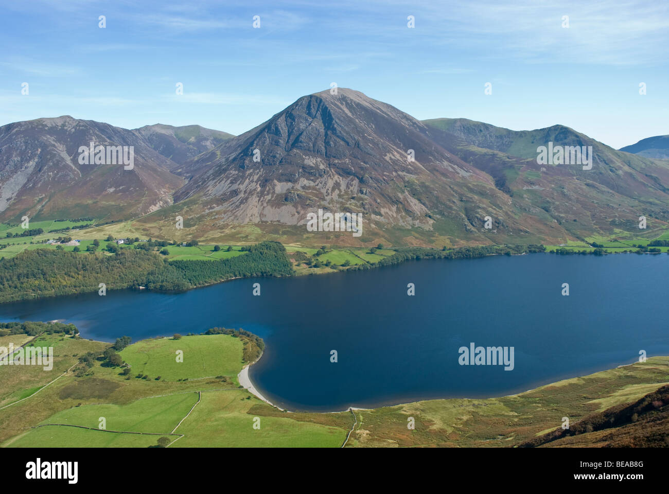 Crummock Water with the Lake District fell of Grasmoor beyond Stock ...