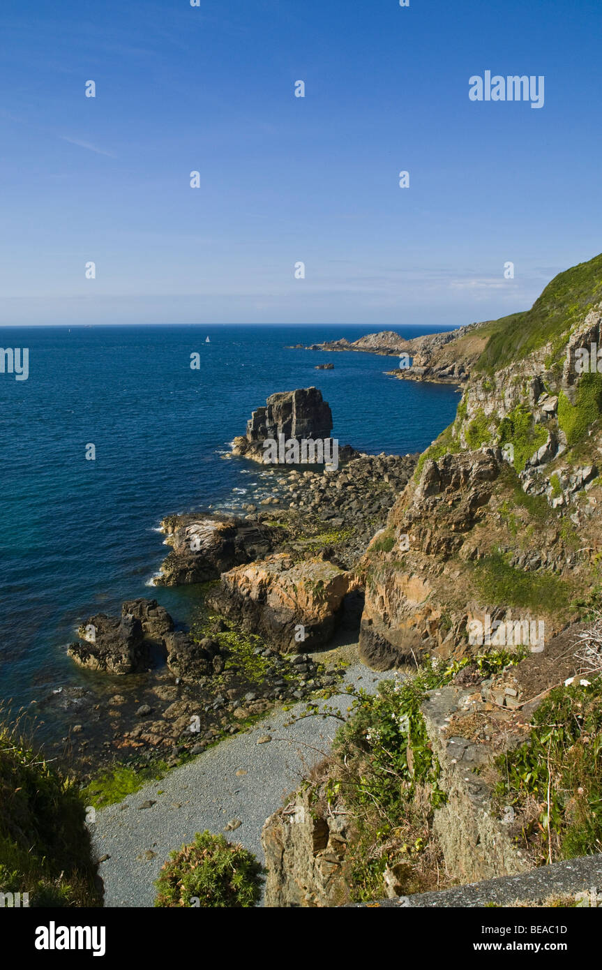 dh PORT DU MOULIN SARK ISLAND View of rocky coast and bay from Window ...