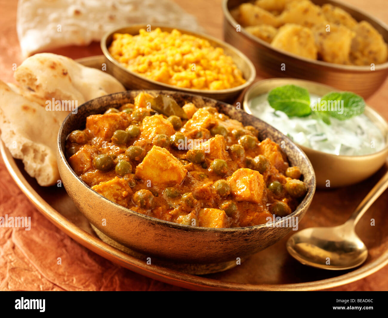 INDIAN MATAR PANEER CURRIED PEAS AND CHEESE Stock Photo - Alamy