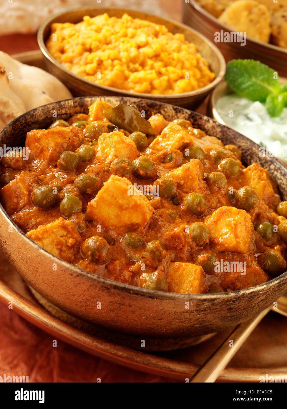 INDIAN MATAR PANEER CURRIED PEAS AND CHEESE Stock Photo - Alamy