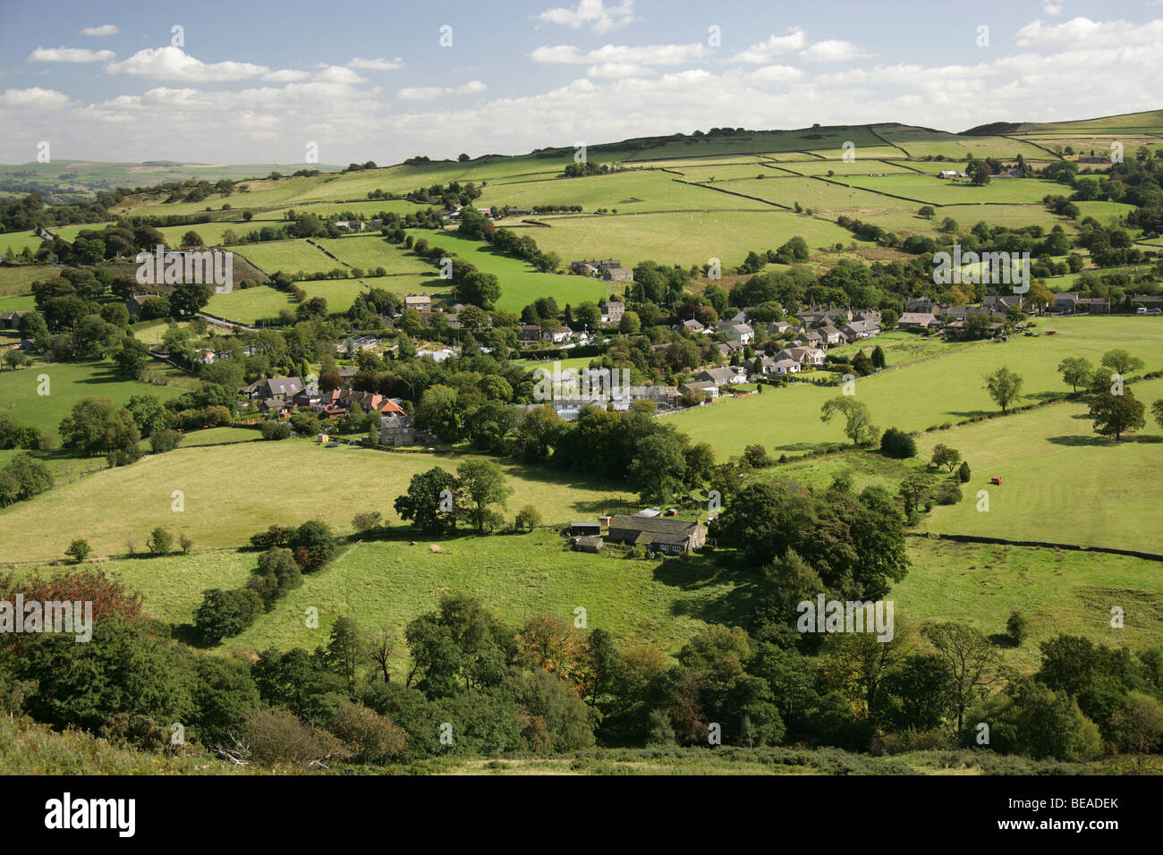 Rural view of East Cheshire from Higher Lane looking east over the ...