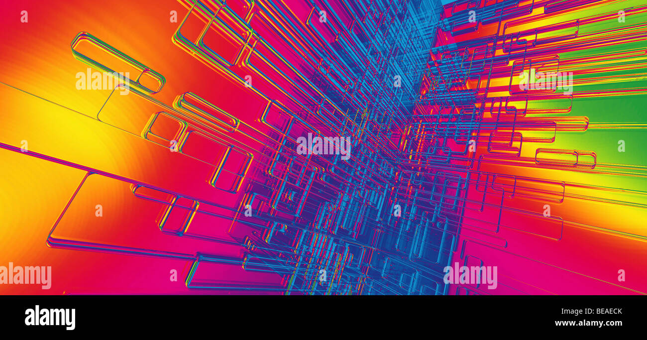 Abstract outlines against a rainbow colored background Stock Photo - Alamy