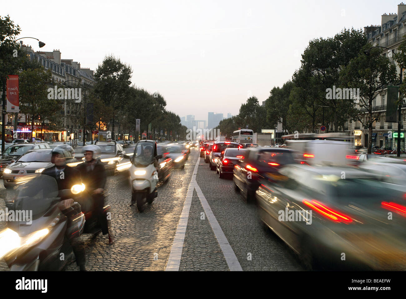 Rush hour on the Avenue des Champs Elysees, Paris, France Stock Photo ...